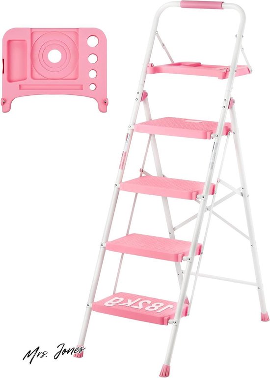 Mrs. Jones 4-traps opvouwbare ladder met antislippedalen en ...