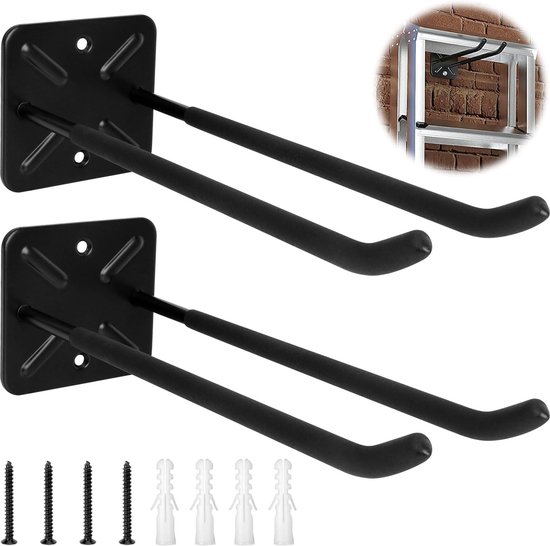 Zware Dubbele Muurhaken voor Garage en Tuingereedschap - 80 kg ...