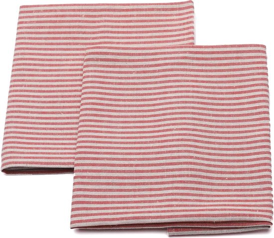 JGS ® Luxe Set van 2 Keuken- en Handdoeken met Rode Strepen in Half ...