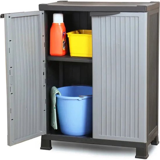 Opbergkast kunststof 68x39x92 cm - Grijs Opslagkast - Bergruimte ...