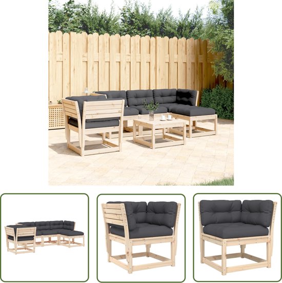 vidaXL Loungebank Hout - Tuin Lounge Set - 5-delige Loungeset met ...