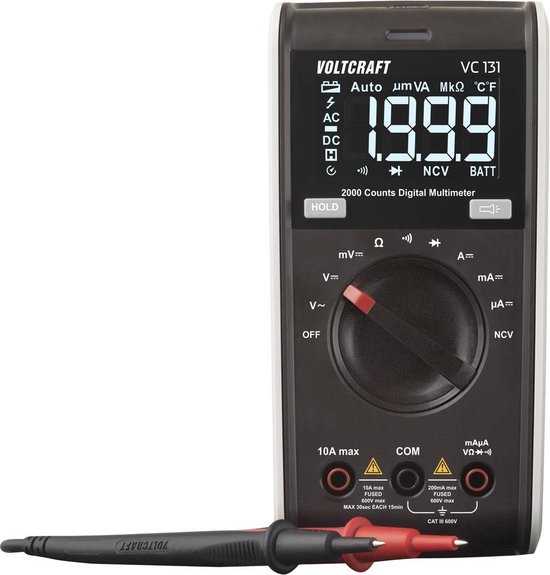 VOLTCRAFT VC131 Multimeter Digitaal CAT III 600 V Weergave (counts ...