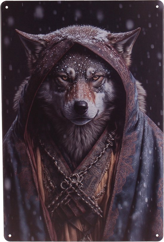 Metalen Plaatje - Wolf in Mystique Cape Fantasy Antropomorf - 20x30cm | bol