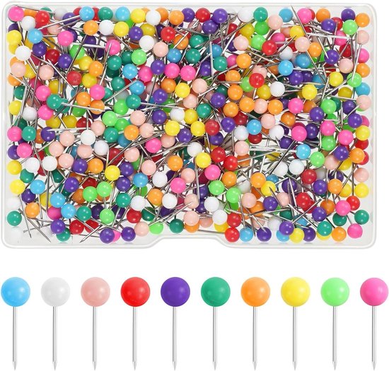 500pcs Colorful Push Pins- Drawing Push Pins for Bulletin Board | bol