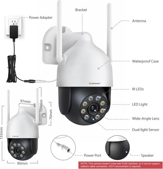 Beveiligingscamera voor Buiten WiFi - IP Camera 360° Pan & Tilt View - Automatisch... | bol