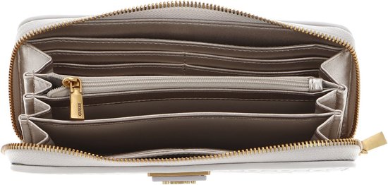 GUESS Portemonnee Lisbet SLG Large Zip Around Wallet Stone Lichtgrijs | bol