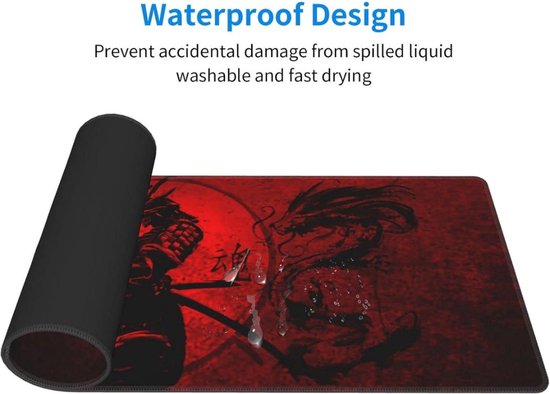 Samurai Cool Anime Rode-Zwarte Draak Muismat XL Uitgebreide Bureaumat ...