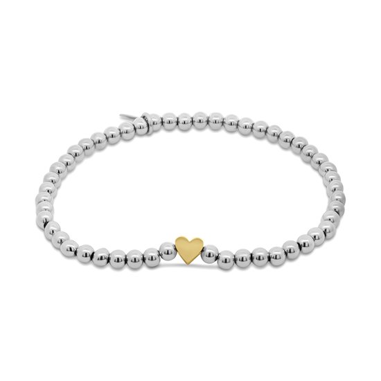CO88 Collection - 8CB-91356 - stalen kralenarmband vrouwen met hartje ...