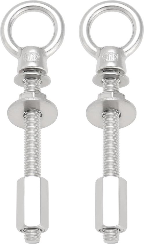 2 Sets 316 Rvs Ring Bouten M8x80mm Lifting Eye Bolt met Moeren Ringen ...