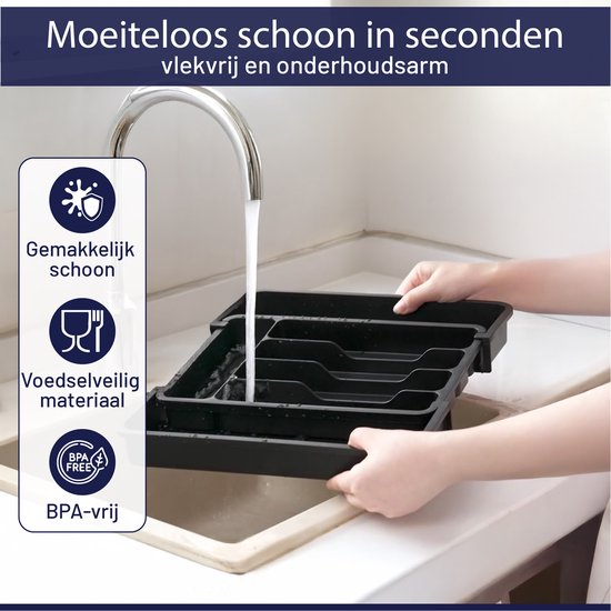 Nuvona Uitschuifbaar Bestekbak met 8 Vakken – Besteklade Organizer – 57 ...