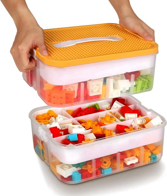 Opbergdoos met deksel - Lego opbergbox - stapelbaar en draagbaar - 1 ...