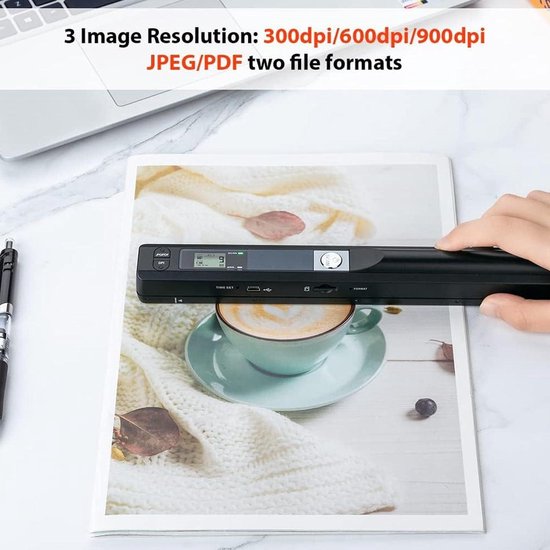Documentscanner Draagbare Fotoscanner 900 dpi voor A4-documenten en ...