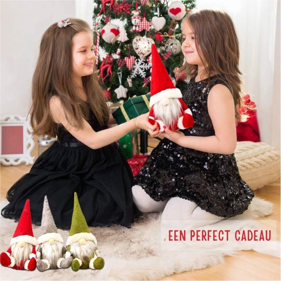 Kerst Tomte Kabouter Pluche Decoraties - 3 Handgemaakte Zweedse Elf ...