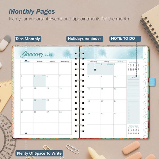 Agenda 2026 Weekoverzicht A5 Planner met Penlus en Stickers | bol