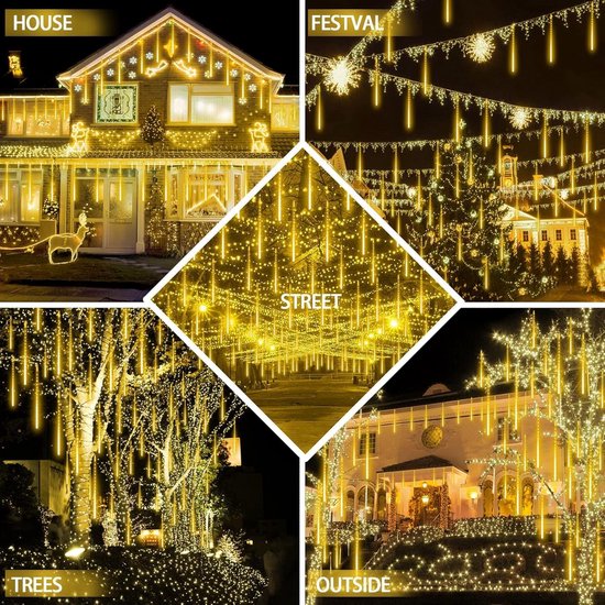 LED Meteorenregen Verlichting - 10 Tubes 240 Lichstjes voor Buiten ...