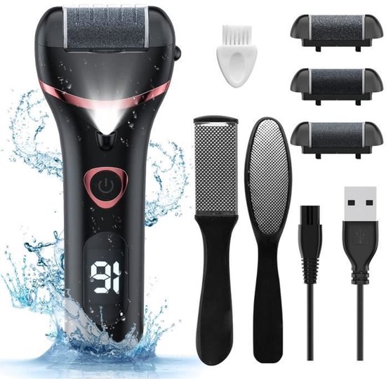 Voetvijl, 8-in-1 pedicureset, elektrische voetscrubber, verwijdert eelt ...