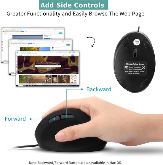 Ergonomische Verticale USB Muis voor PC en Laptop – Instelbare DPI ...