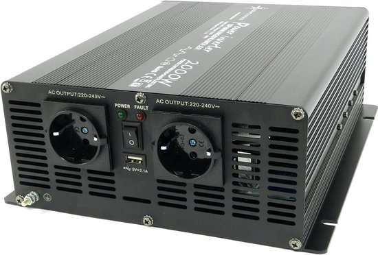 Spanningsomvormer 2000W 24V naar 230V Gemodificeerde Sinus met USB en ...