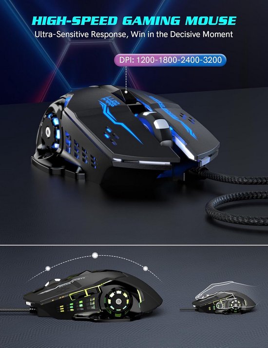 Gaming Toetsenbord en Muis Set met RGB Regenboogverlichting | bol