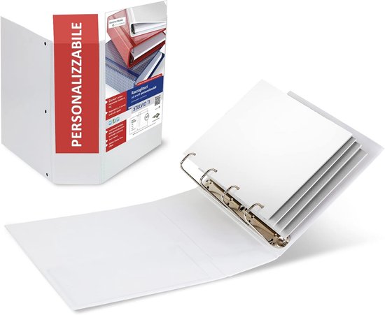 A4 Instelbare Ringband Map met PVC Coating en Binnenvak - Wit | bol