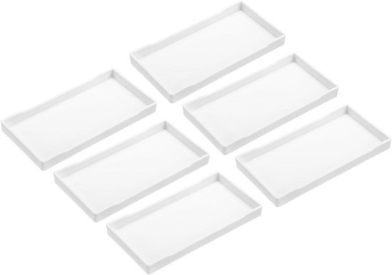 Dienbladen Set Van 6 - Mini Dienblad Wit - 10 X 20 Cm - Rechthoekige ...
