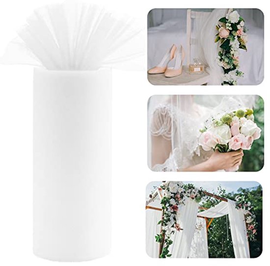 Witte Tule Stof voor Doe-Het-Zelf Decoraties - 91,5 m x 30 cm - Perfect ...