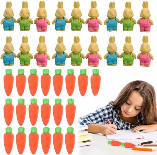 Carrot Erasers Cute Rabbit Eraser - Unique Rubber Pencil Erasers with ...