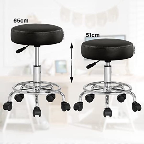 Tabouret Roulant Réglable avec Repose-Pieds - Rotatif à 360° et Hauteur ...