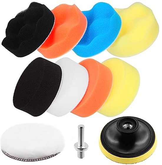 Auto Polijst Pad Kit - 11 Stuks 7,5 cm Schuim en Wollen Buffers met ...
