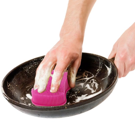 Schoonmaak afwas pannen/schalen spons - 5x - silicone- 2 zijdig - blauw ...