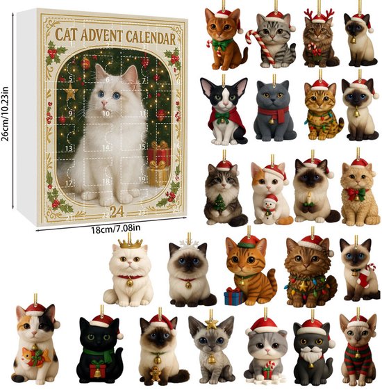 Perfect voor kerstmis, kerstmis, advent, kalender, kat hanger, advent ...
