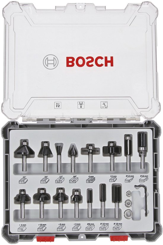 Bosch 2607017472 15-delige Frezenset in cassette - 8mm | bol