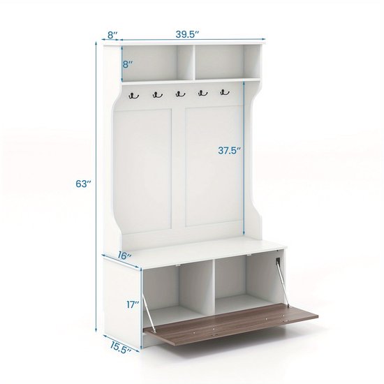 Halmeubel – Kapstok – Opbergmeubel – Schoenenbank – Gangmeubel – Wit ...