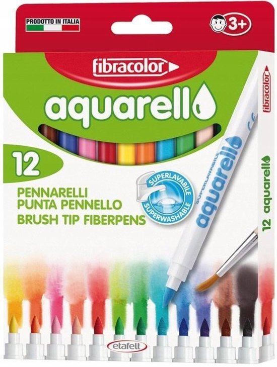 Fibracolor watermarkersset - 12 levendige kleuren | bol