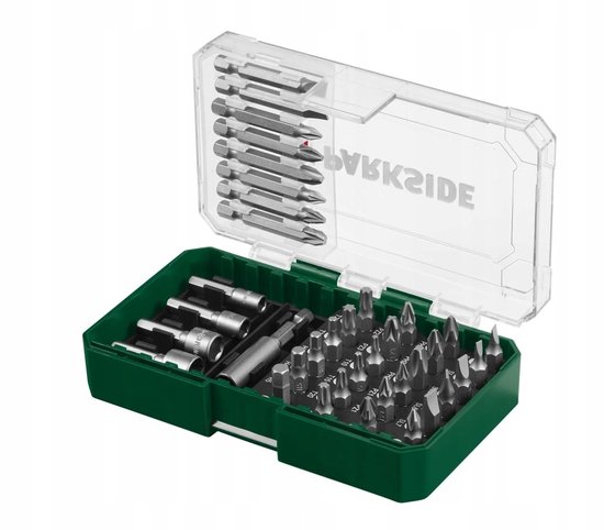 Parkside Bit- en Dopset 37 Delig met Magnetische Houder | bol