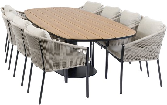 9-delige tuinset | 8 Elvira tuinstoelen (Black) | 260cm Tower tuintafel ...