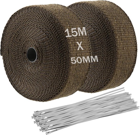 2pcs Heat Protection Tape Basalt Fibre - 15mx50mm - Titanium Heat ...
