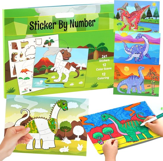 Dinosaur Sticker Book voor Kinderen 4-10 Jaar - Stickers op Nummer - 36 ...
