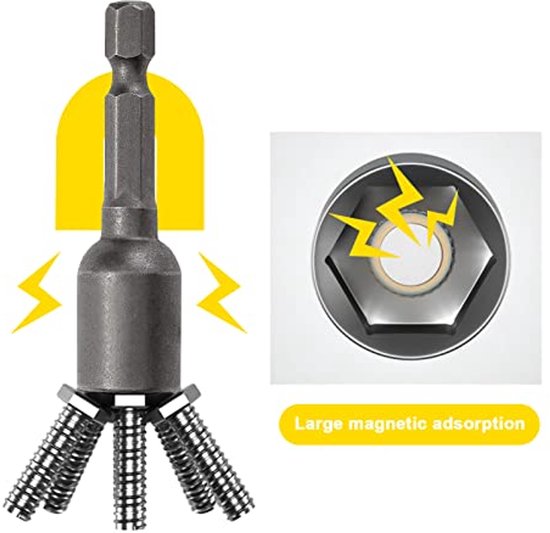 Hexagonal Socket Wrench Bit, 9 Pieces, Hexagon, 1/4 Inches, Magnetic ...