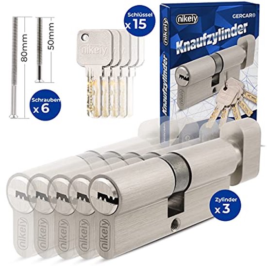 Gelijksluitende Cilindersloten Set met Knop - 3 x 60 mm Deursloten ...