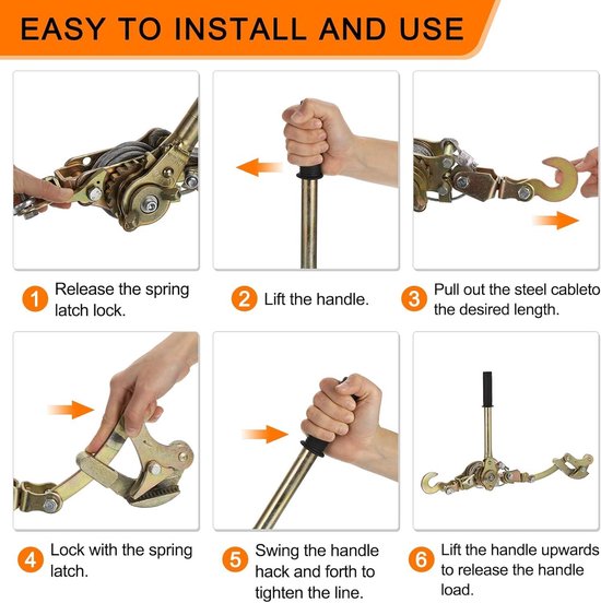 Allecto plus - Lange lier met 1 haak en 1 m Hand Power Trekkabel voor ...