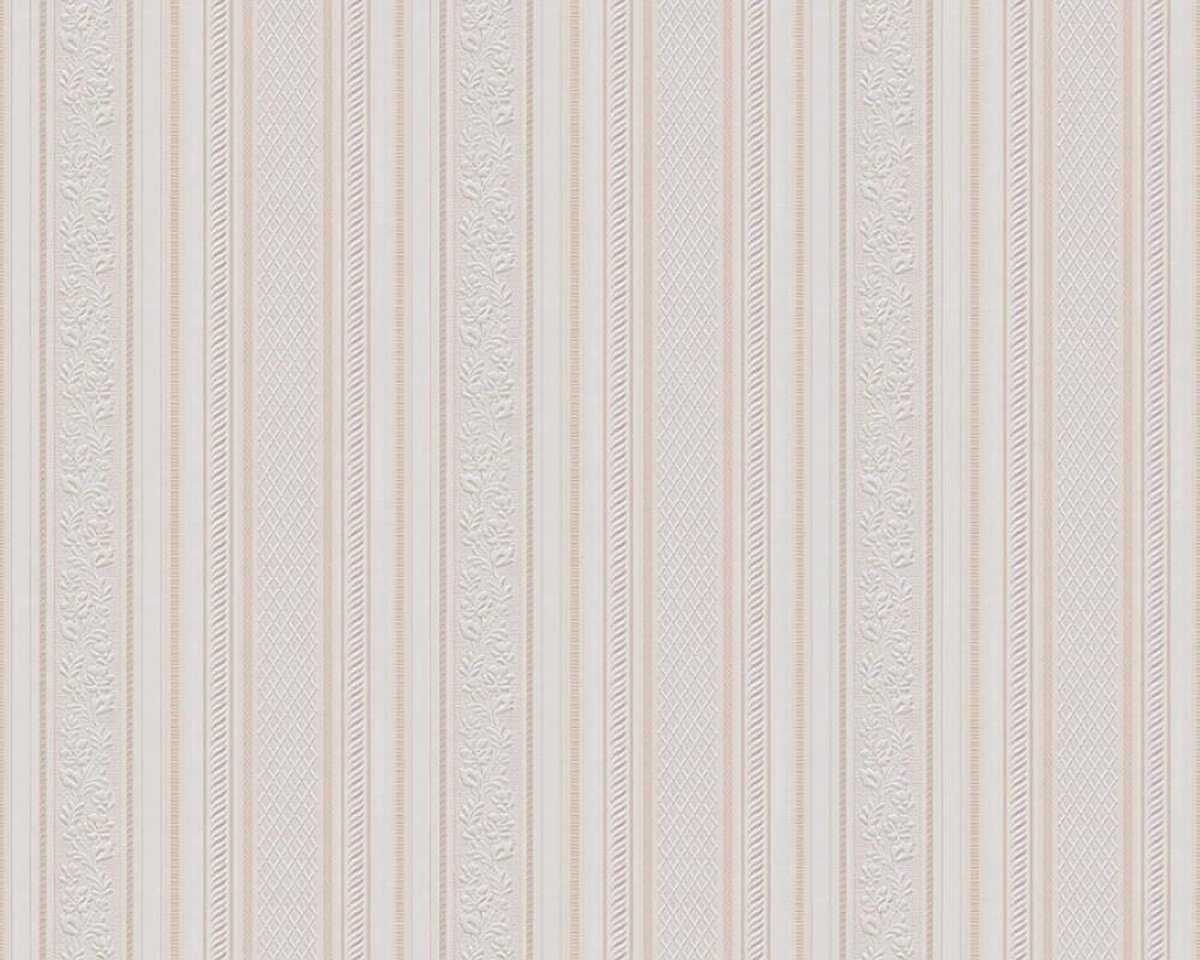 TRADITIONEEL KLASSIEK STREPEN BEHANG - Beige Creme Wit - AS Creation ...