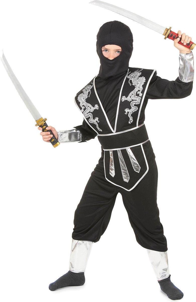 LUCIDA - Zilverkleurige draak ninja pak voor jongens - S 110/122 (4-6 ...