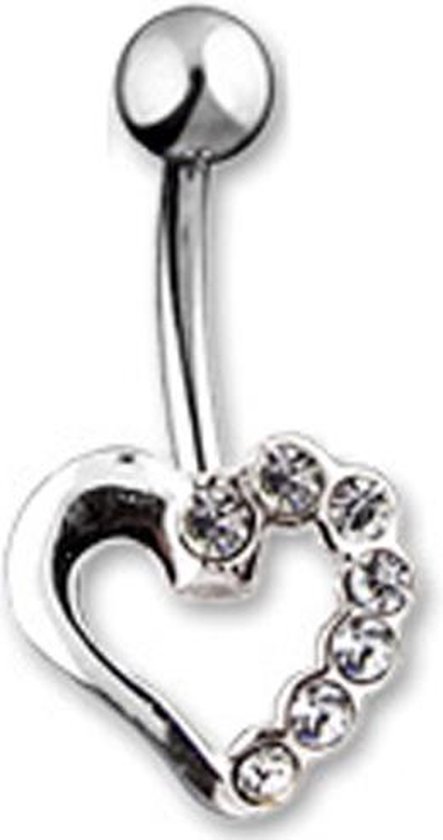 bol.com | Navelpiercing hartje met steentje wit
