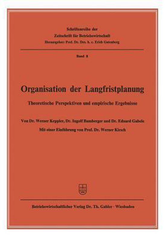 Organisation Der Langfristplanung | 9783322985194 | Werner Keppler ...