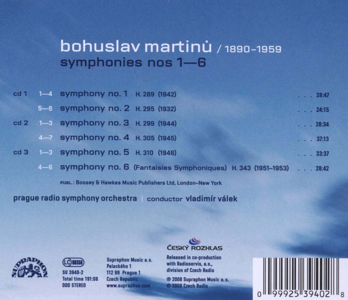 Prague Radio Symphony Orchestra - Martinu: Symphonies Nos.1-6 (3 CD ...