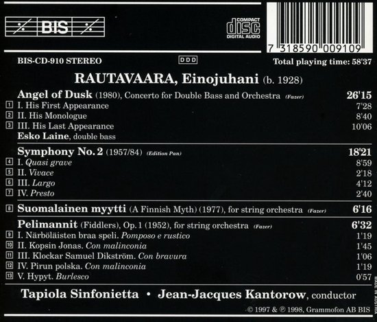Esko Laine, Tapiola Sinfonietta, Jean-Jacques Kantorow - Rautavaara: Angel Of Dusk... | bol.com