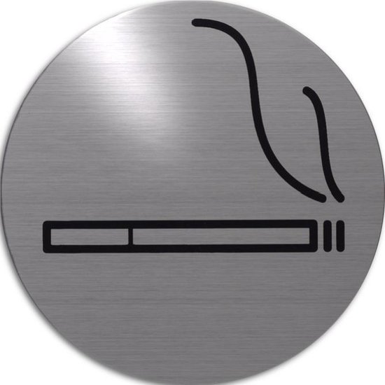 RVS deurbordje pictogram: rookruimte | 5 jaar garantie | ROND 82mm Ø ...