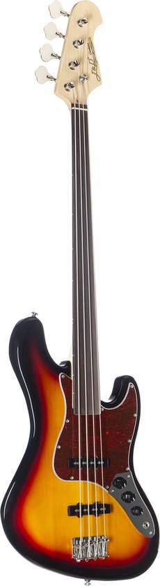 J & D JB Fretless Bass (3-Tone Sunburst) - Elektrische basgitaar | bol