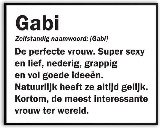 Gabi betekenis Grappig Fotolijst met glas 40 x 50 cm - Cadeau - Kado ...